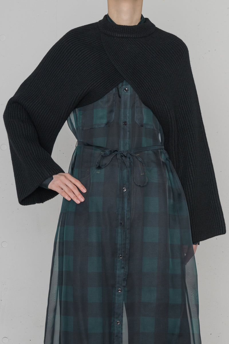 RIBBED KNIT WOOL SHRUG – HYKE ONLINE STORE