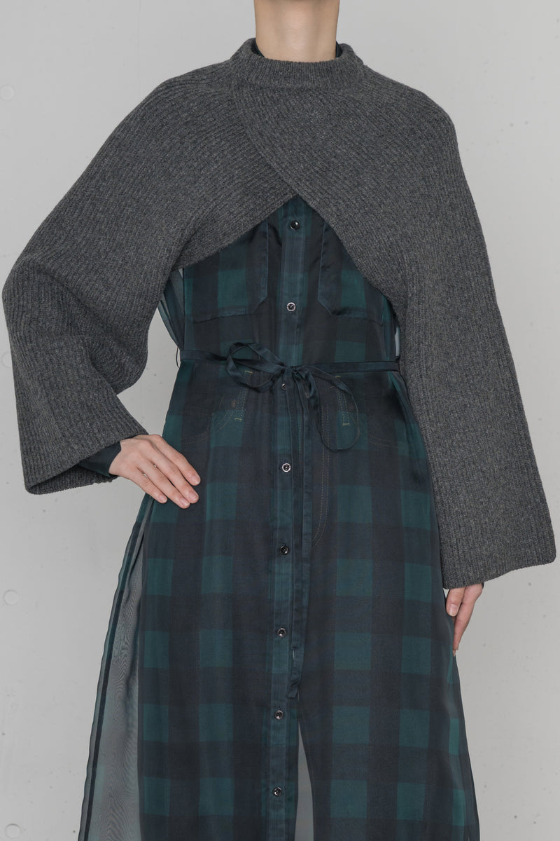 RIBBED KNIT WOOL SHRUG – HYKE ONLINE STORE