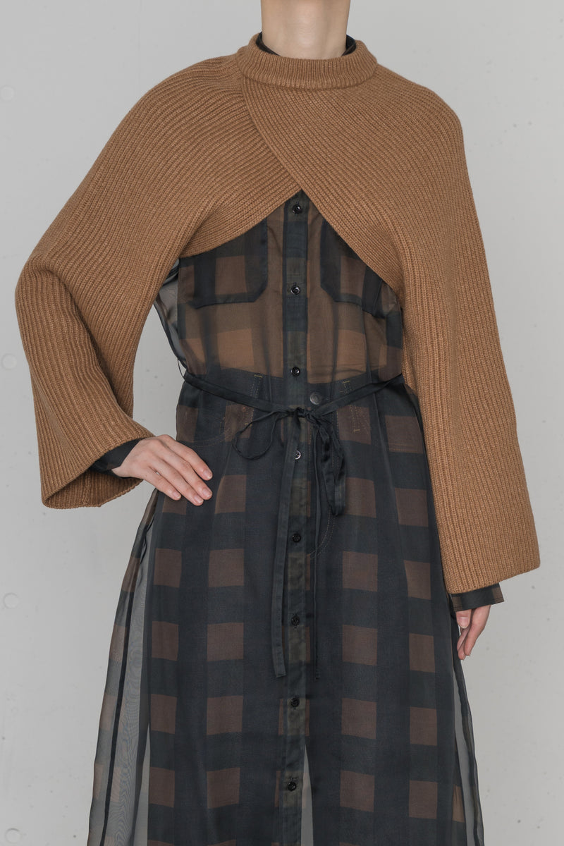 RIBBED KNIT WOOL SHRUG – HYKE ONLINE STORE